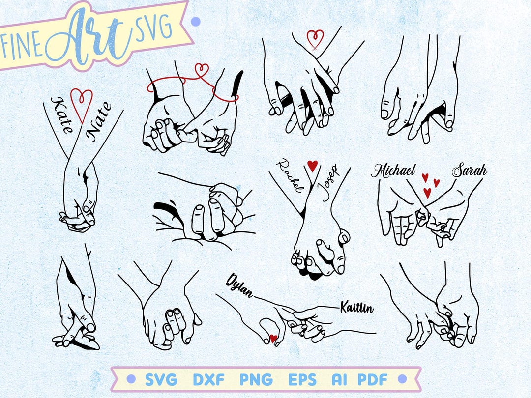 Holding Hands SVG File, Valentine's Day Svg, Lovers Hands Svg, Couple ...