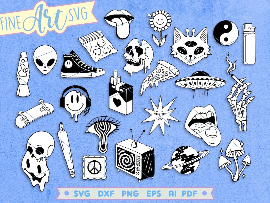 Trippy Groovy SVG Clipart: Retro Hippie Vector Files (digital Download ...