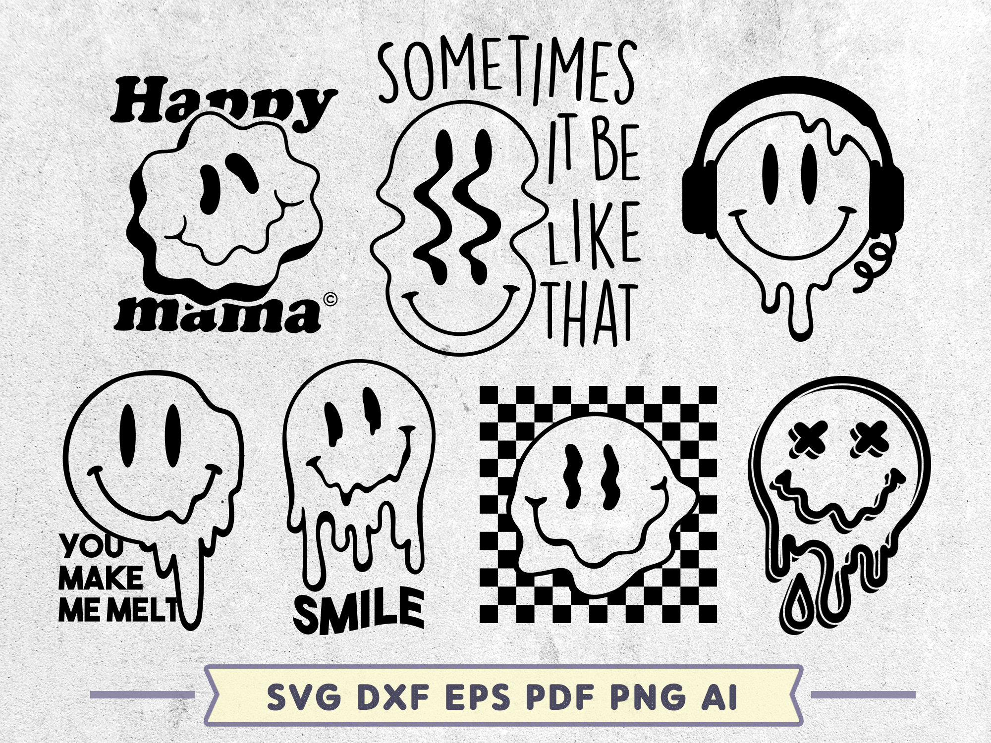 Smiley Face SVG Bundle Drippy Smile Svg Melted Smile Face - Etsy UK