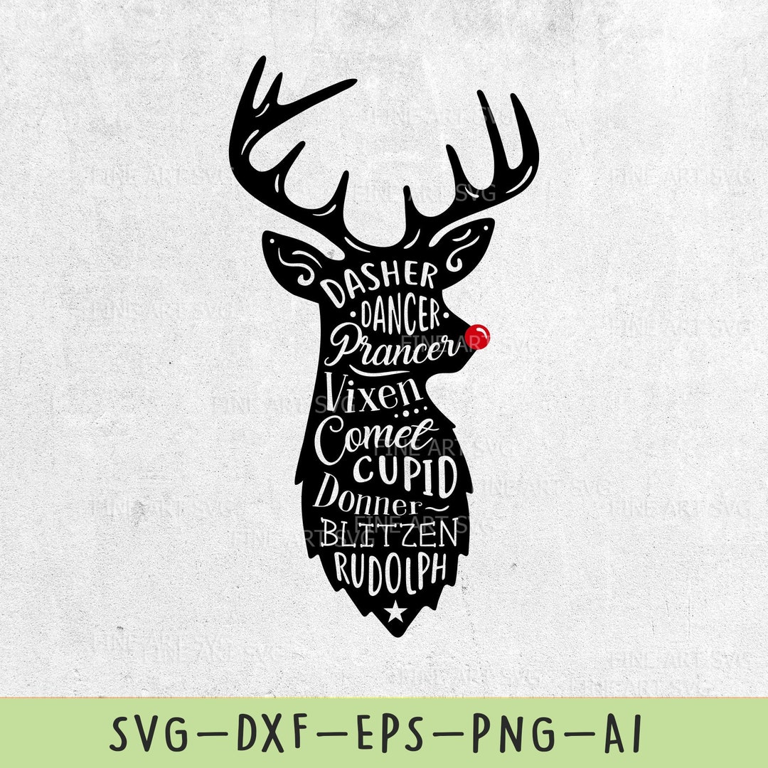 Diseño SVG de reno navideño, archivo SVG de Rudolph, camisa navideña ...