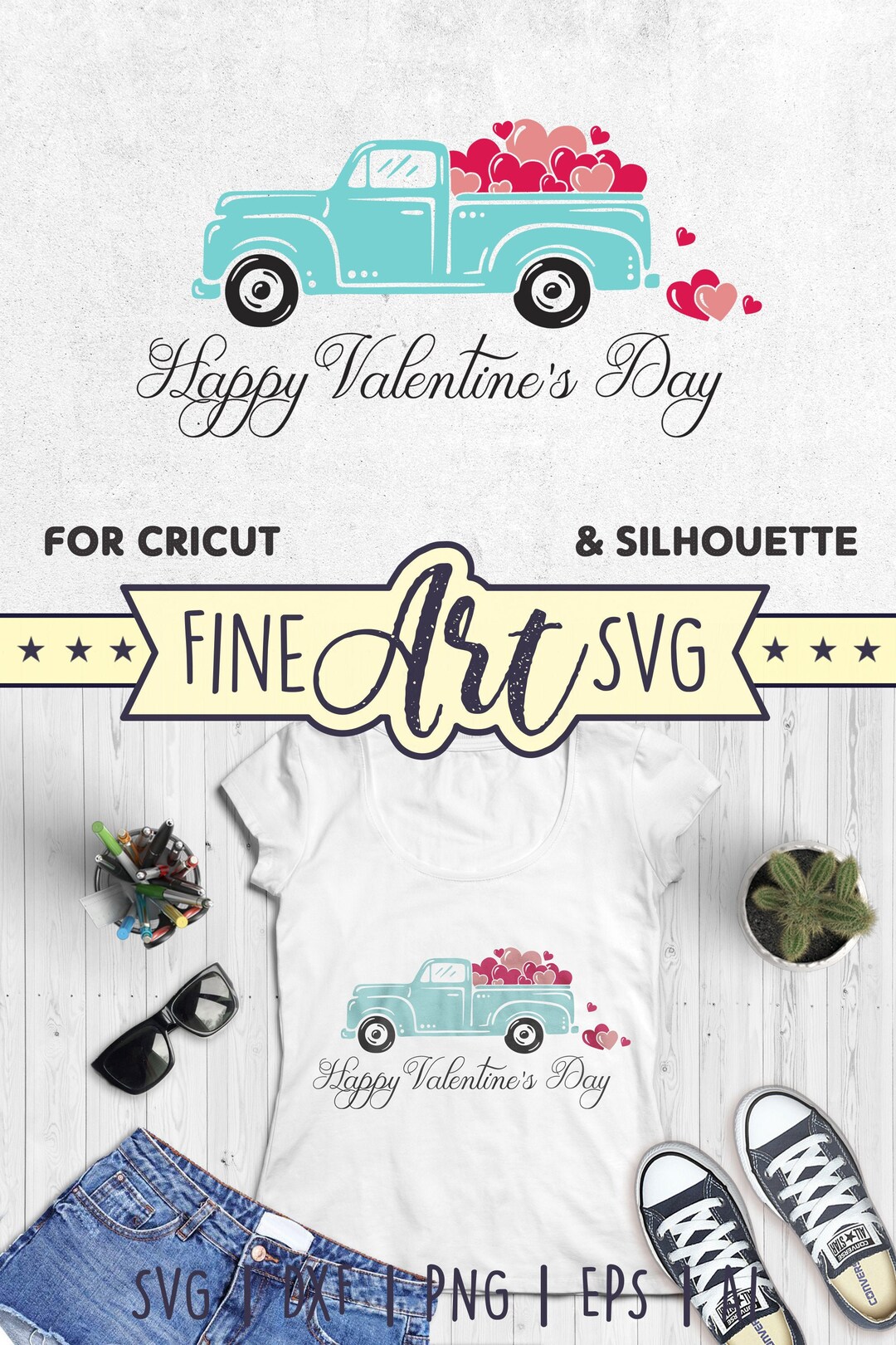 Valentine Truck Svg File, Svg Cut File, Happy Valentine's Day Svg ...