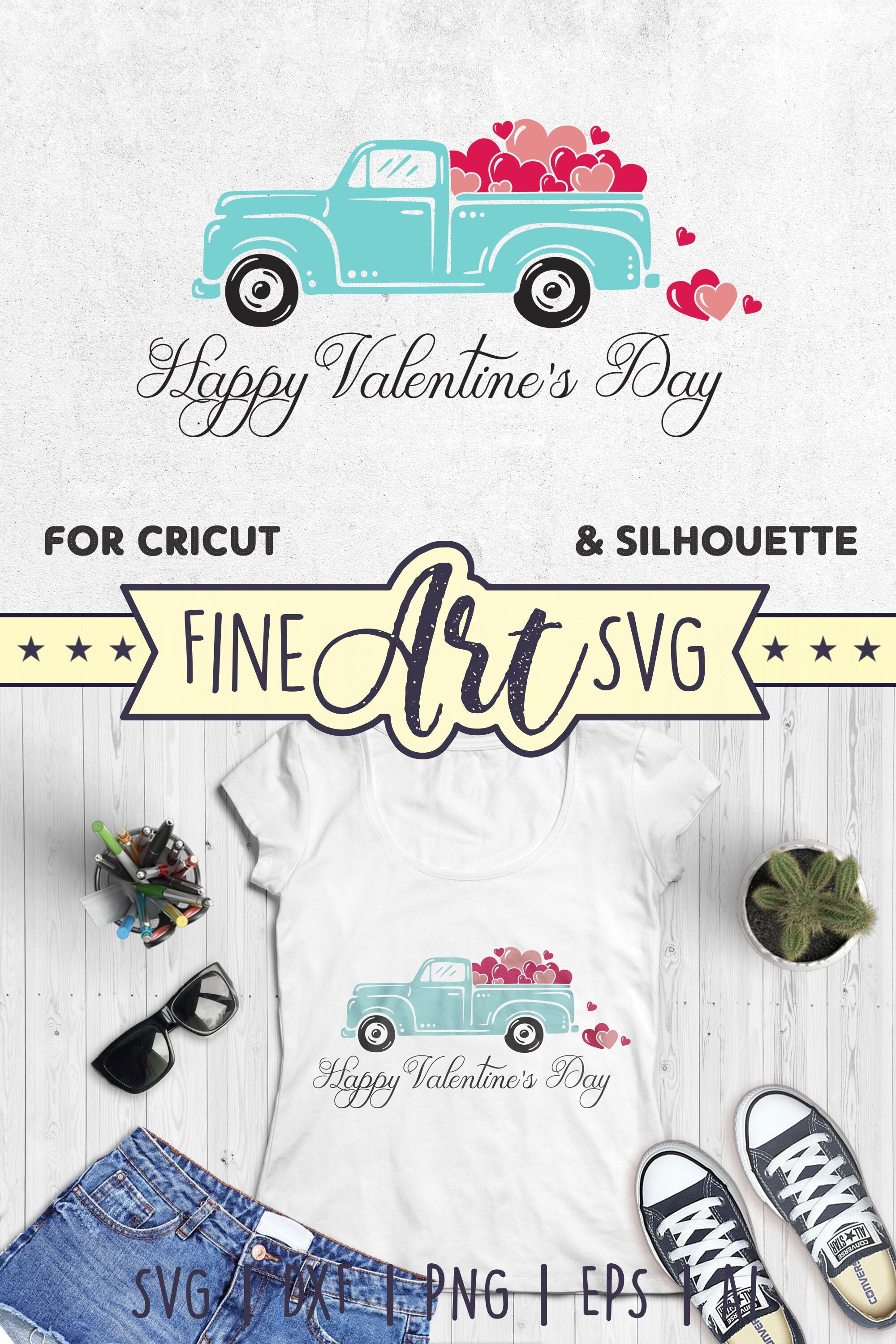 Valentine Truck Svg File Svg Cut File Happy Valentine's - Etsy