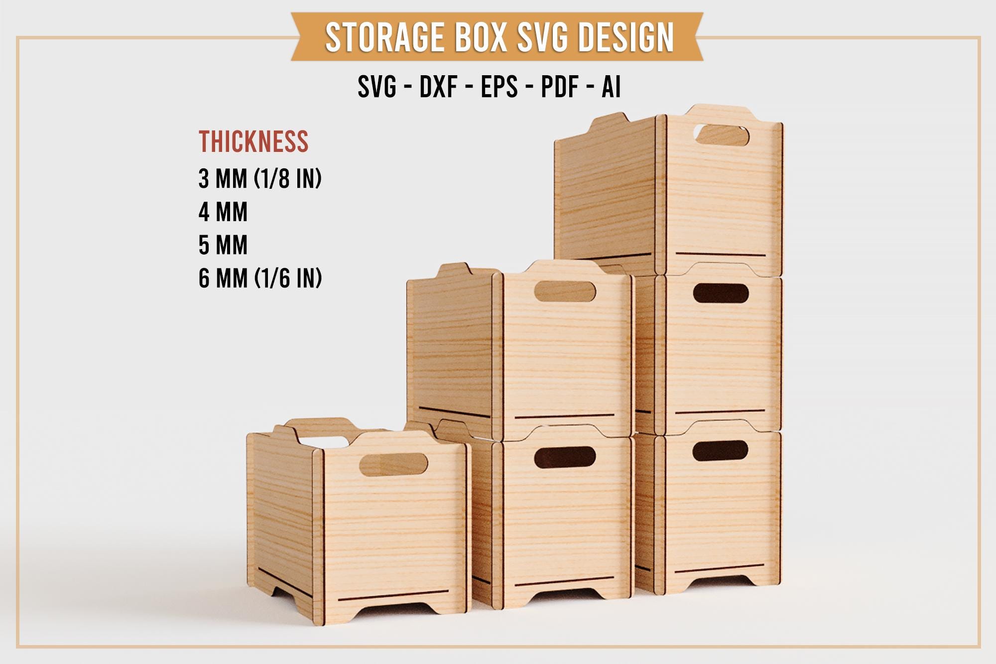 Laser Cut Storage Box SVG, Stackable Organizer Template (digital ...