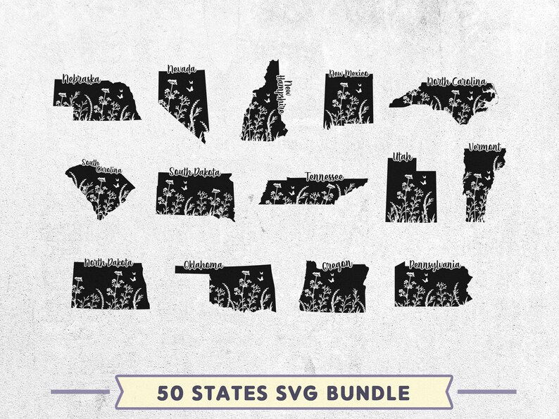 Floral States SVG Bundle: 50 US State Designs (digital Download) - Etsy