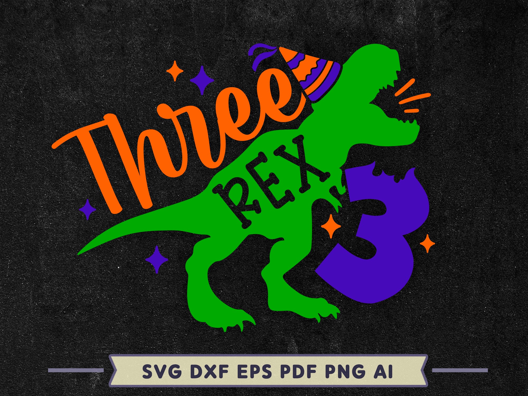 Three Rex SVG Cut File 3 Year Old Birthday Party Birthday - Etsy