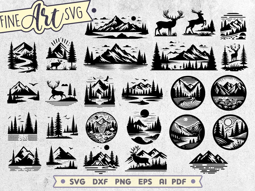 Mountain Landscape SVG Bundle: Adventure Cut Files (digital Download ...