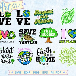 Earth Day SVG Bundle, Cut Files for Cricut Silhouette Glowforge, Nature ...