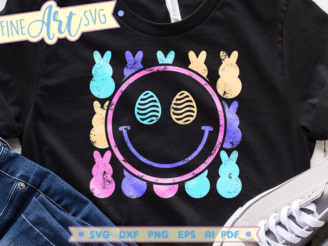 Easter Smiley Face SVG: Bunny Peep Shirt Design (digital Download) - Etsy