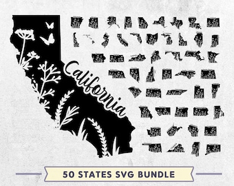 California Svg File California Silhouette Svg File Floral - Etsy