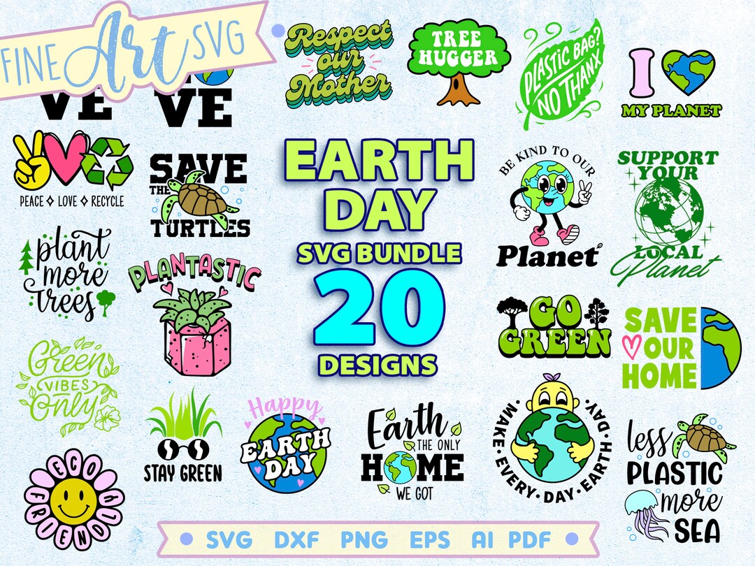 Earth Day SVG Bundle, Cut Files for Cricut Silhouette Glowforge, Nature ...