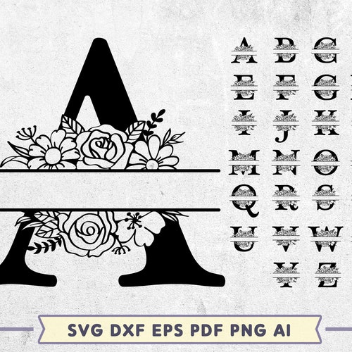 Floral Monogram Alphabet Split Monogram SVG Cut Files Dxf - Etsy