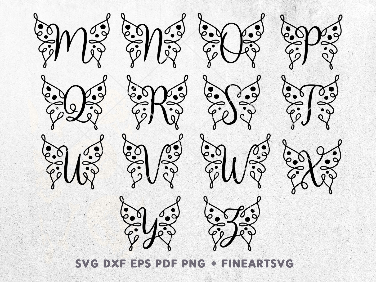 Alfabeto de mariposa SVG, mariposa monograma Svg, 26 letras mayúsculas ...