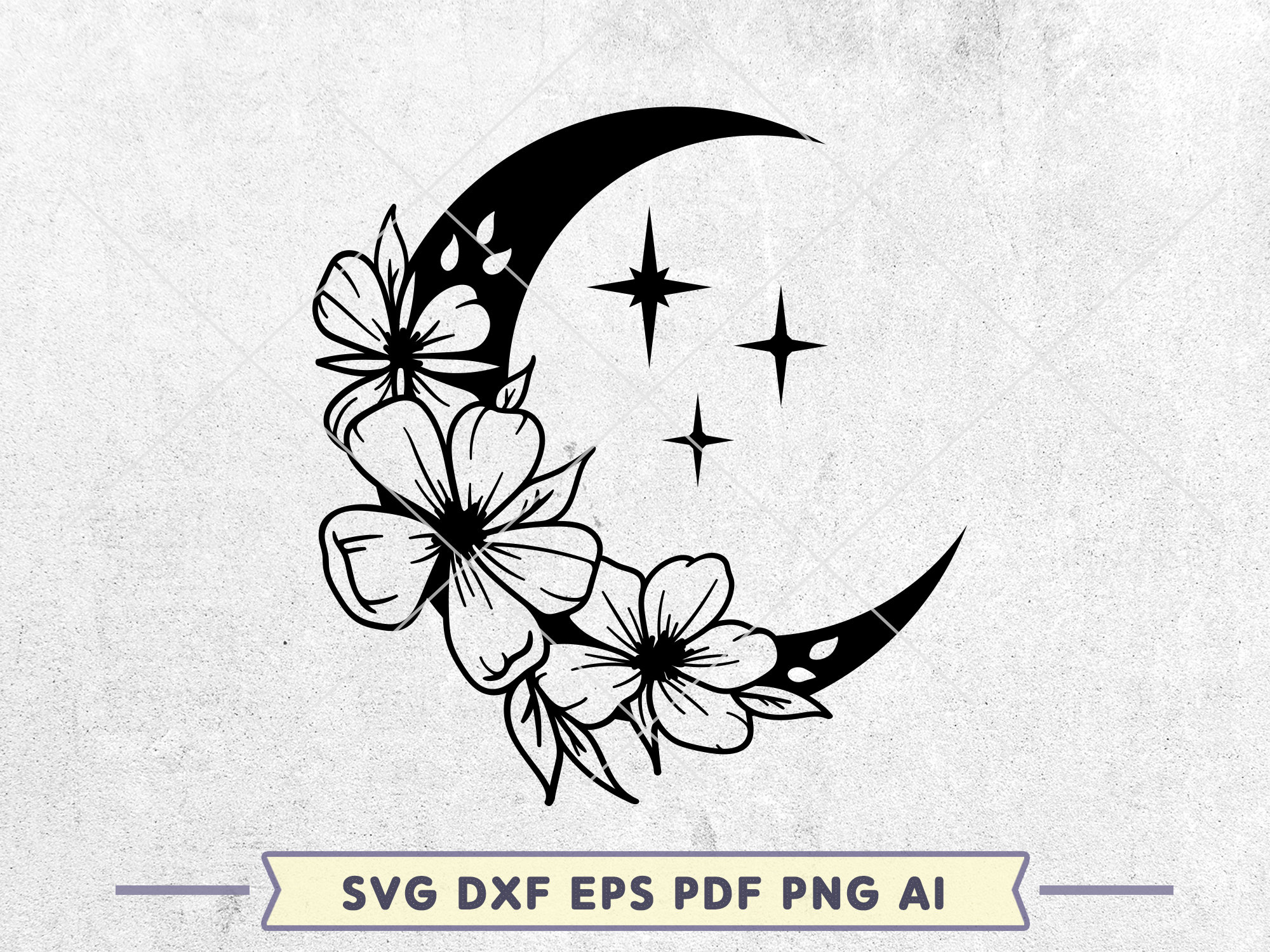 Floral Moon SVG Cut File Crescent Moon Svg for Cricut - Etsy