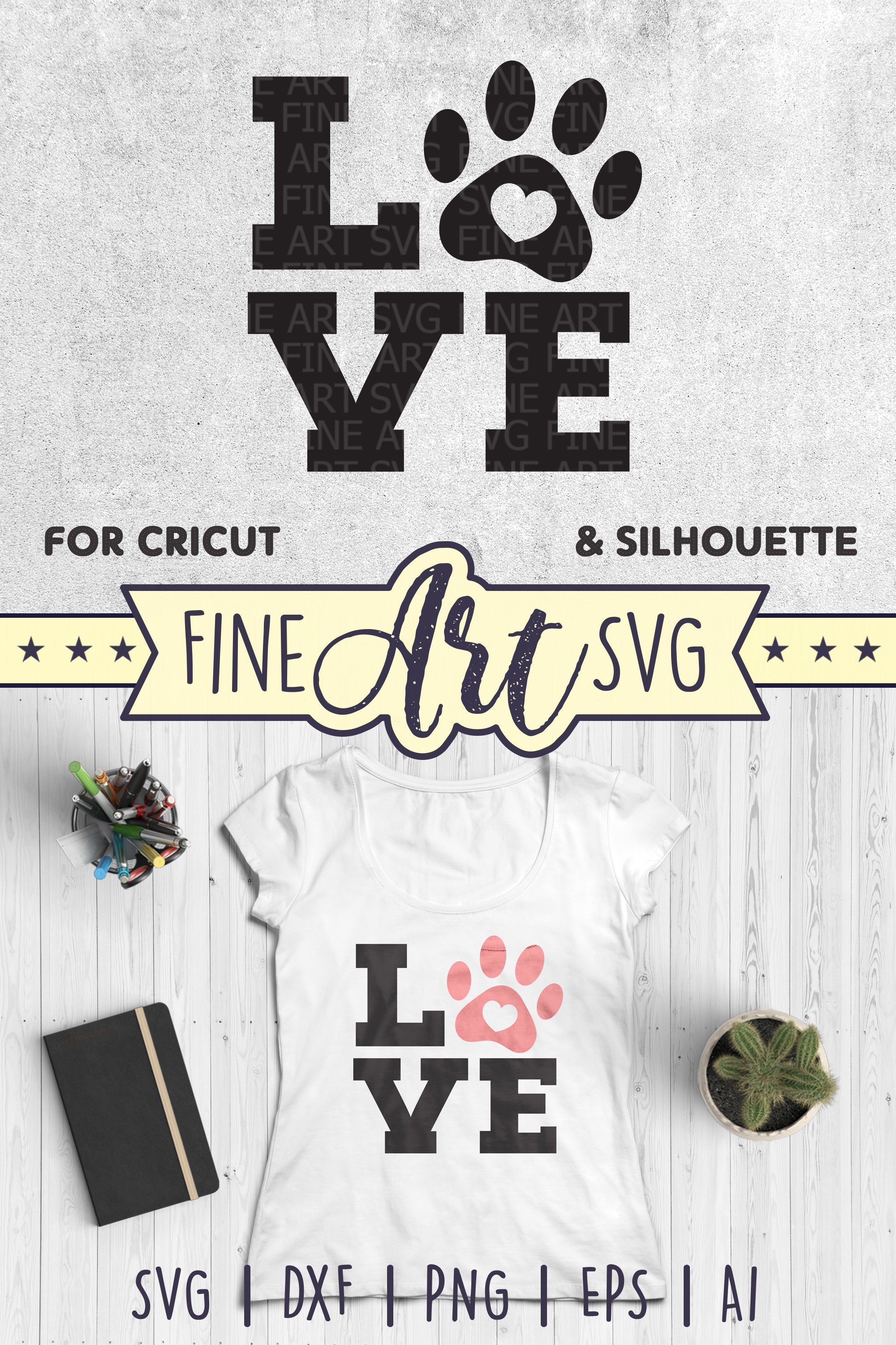 Pet Love Svg Cut File Paw Print Svg Love Shirt Svg Design | Etsy