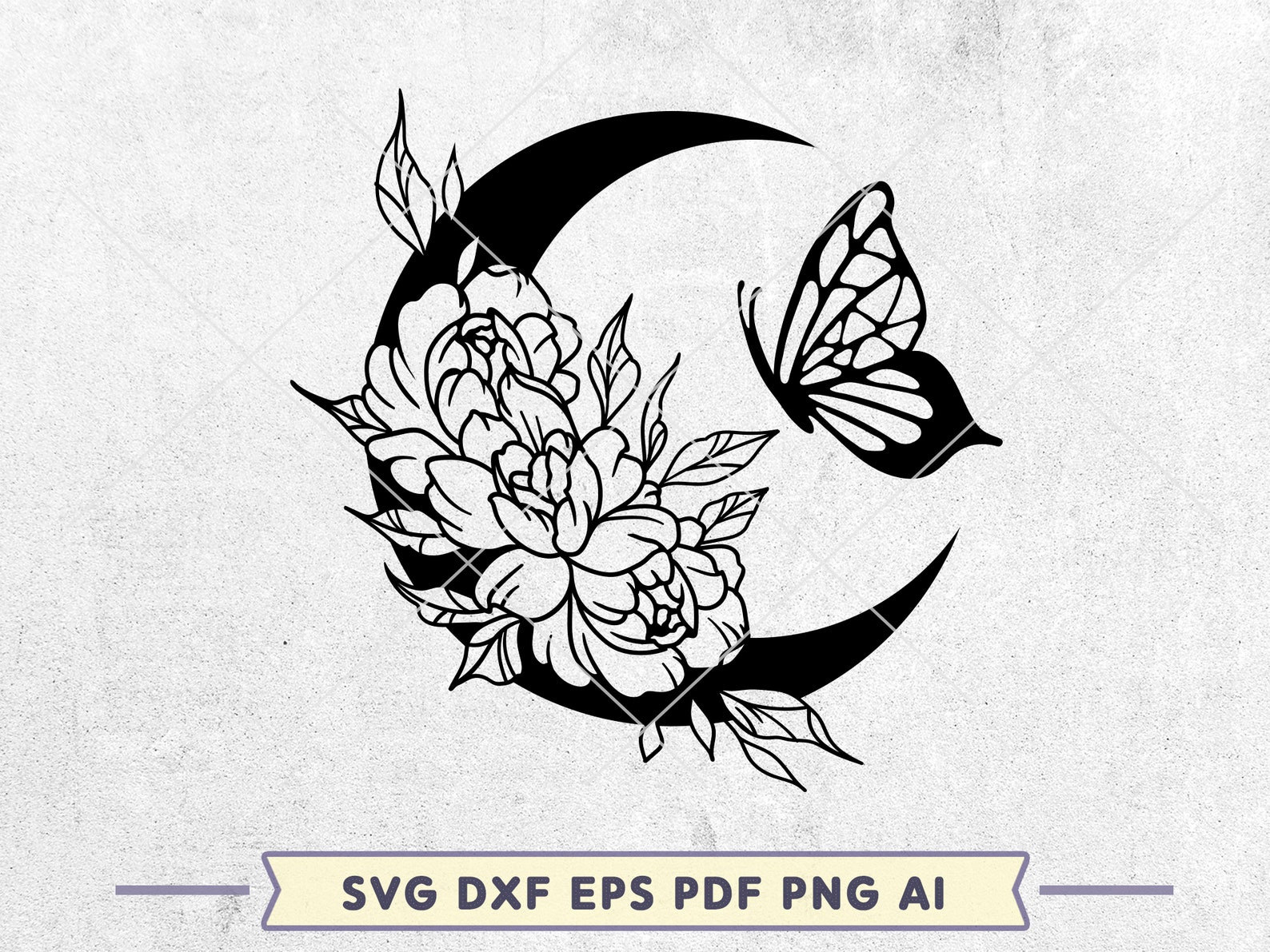 Moon Roses Svg Butterfly Svg Moon Flower Svg for Cricut - Etsy