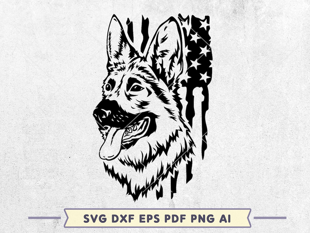 Patriotic German Shepherd US Flag SVG: Army Dog Design (digital ...