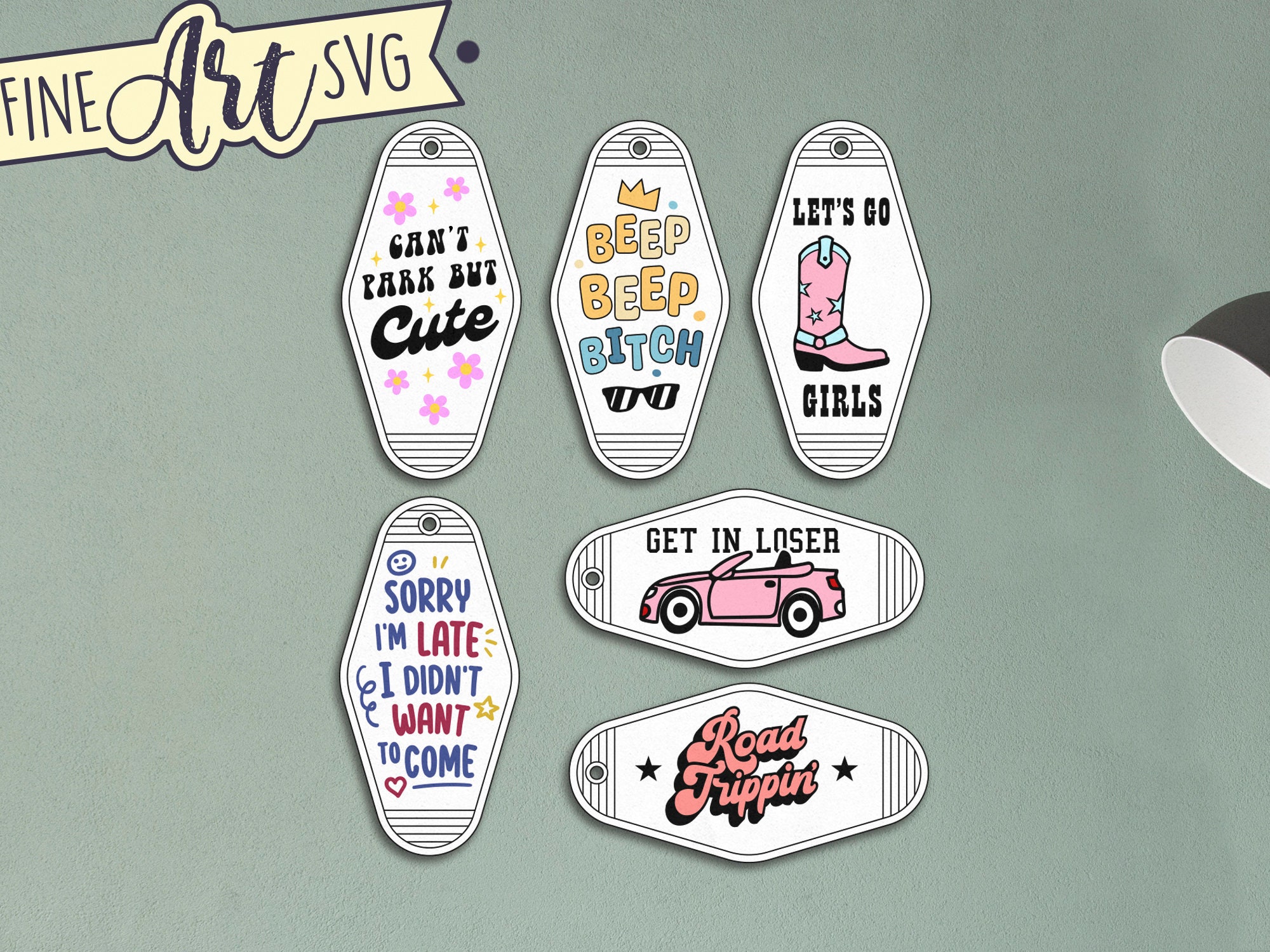 Retro Motel Keychain SVG Bundle: Trendy Designs, Cricut Files - Etsy