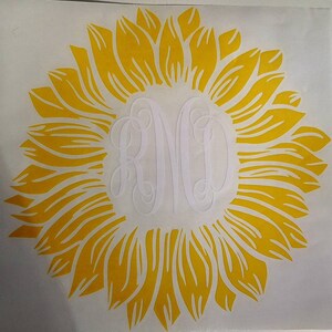 SUNFLOWER Monogram//monogram Decal//sunflower Decal//sunflower ...