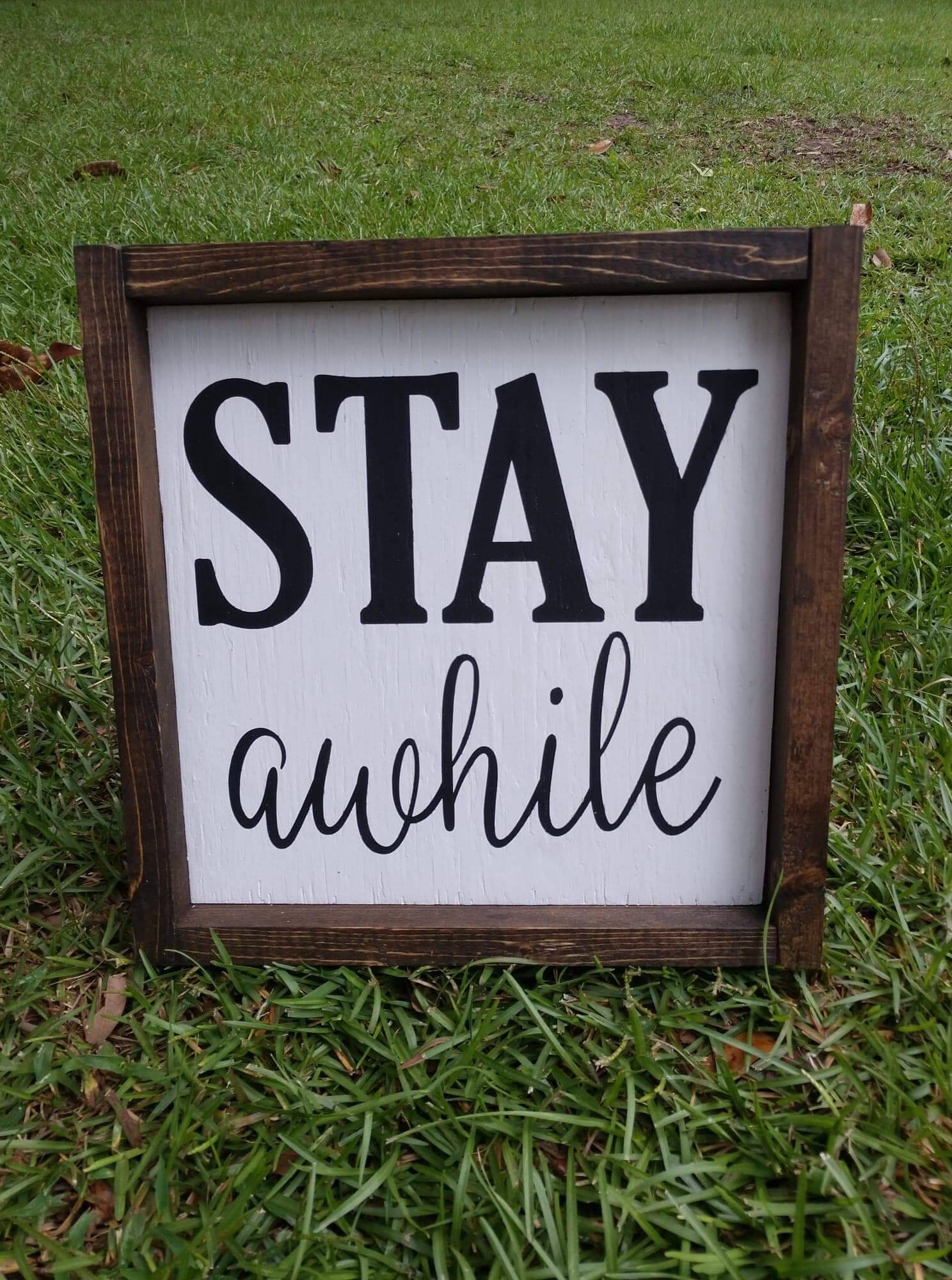 Stay Awhile Signframed Farmhouse Signstay Awhileframed Sign - Etsy
