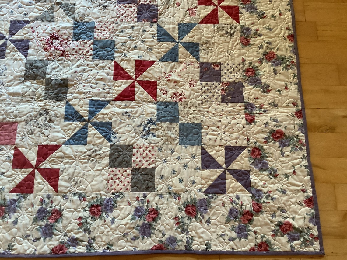 Moda Patchwork Quilt With 20 Coordinating Fabrics, Floral Border 73 X ...