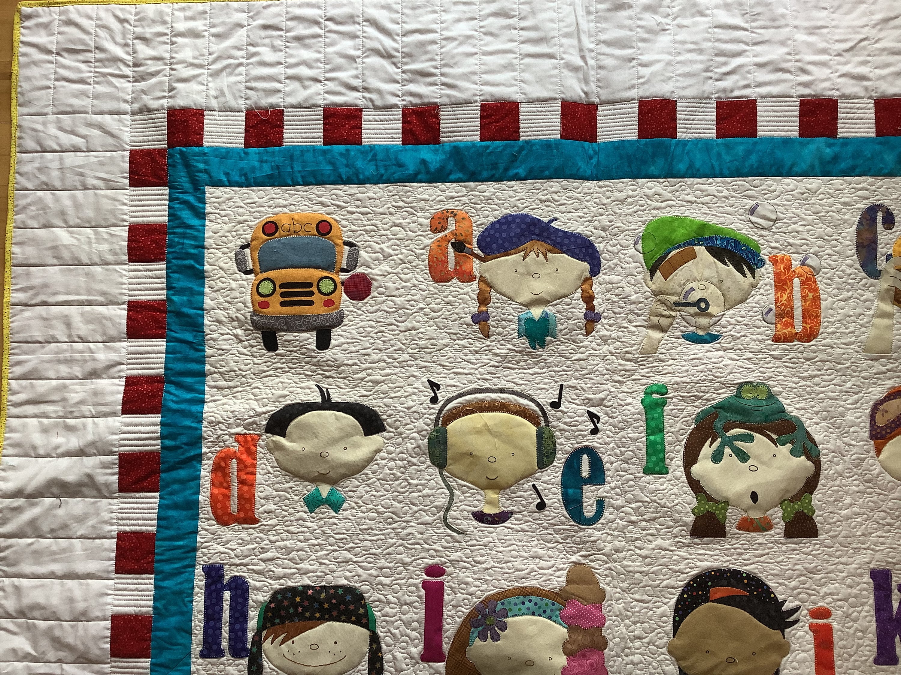 Alphabet Quilt; Custom Quilted, Appliqué, Quilt Shop Quality Fabrics ...