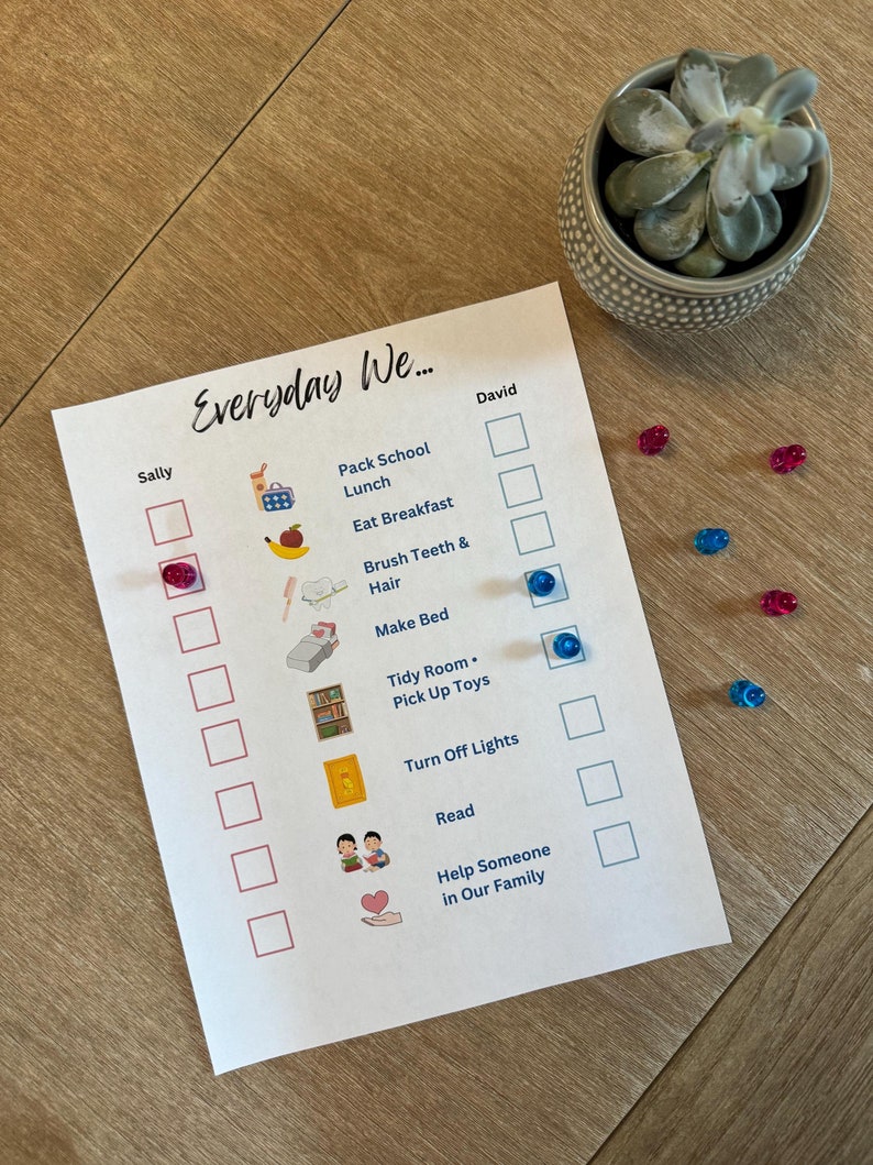 Kids Chore Chart Template - Etsy