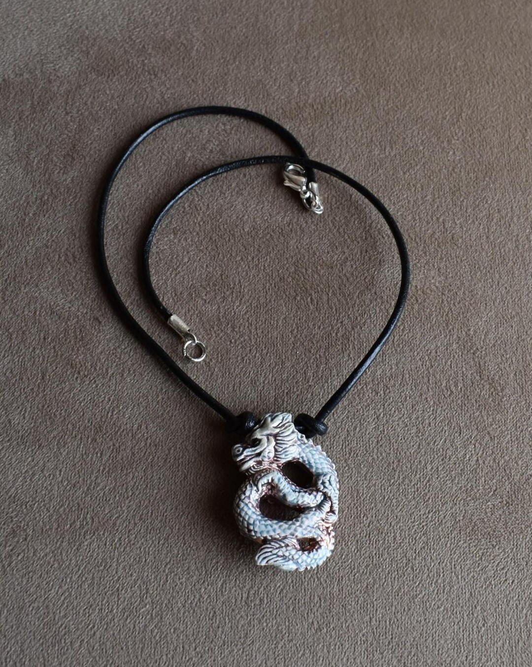 Raku Pottery Dragon Pendant Necklace, Raku Fired Pottery Dragon Pendant ...