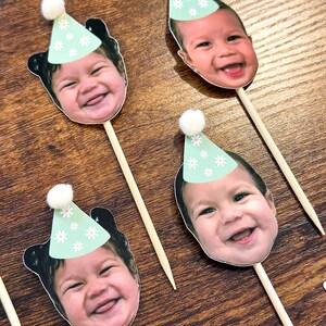 Face Cupcake Toppers | Customized Face Photo Party Hat Cupcake Topper ...