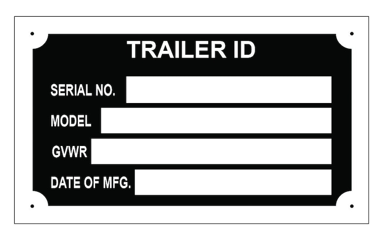 TRAILER ID TAG Plate, Data Engraved With Number. Identification Tag - Etsy