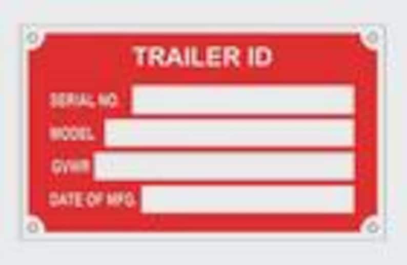 TRAILER ID TAG Plate, Data Engraved With Number. Identification Tag - Etsy