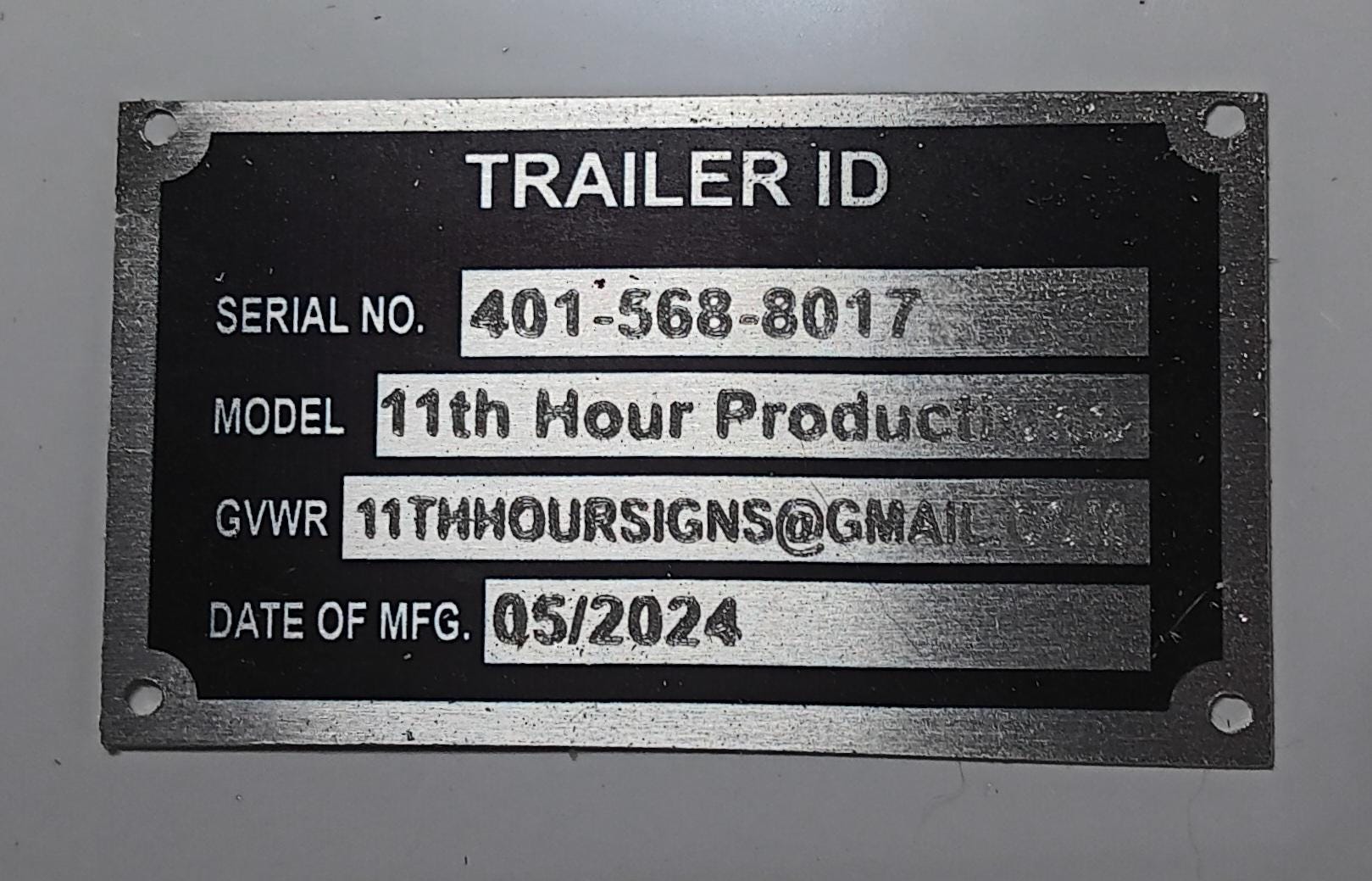 TRAILER ID TAG Plate, Data Engraved With Number. Identification Tag - Etsy