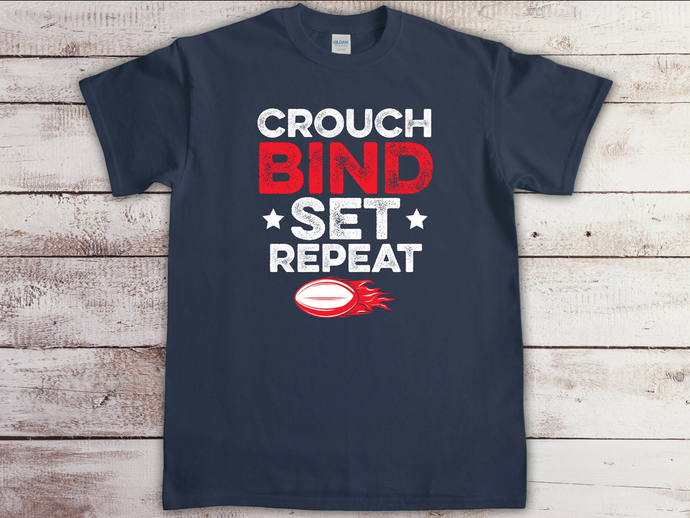 Rugby Shirt, Crouch Bind Set Repeat, Rugby Player, Rugby Teamate Gift ...