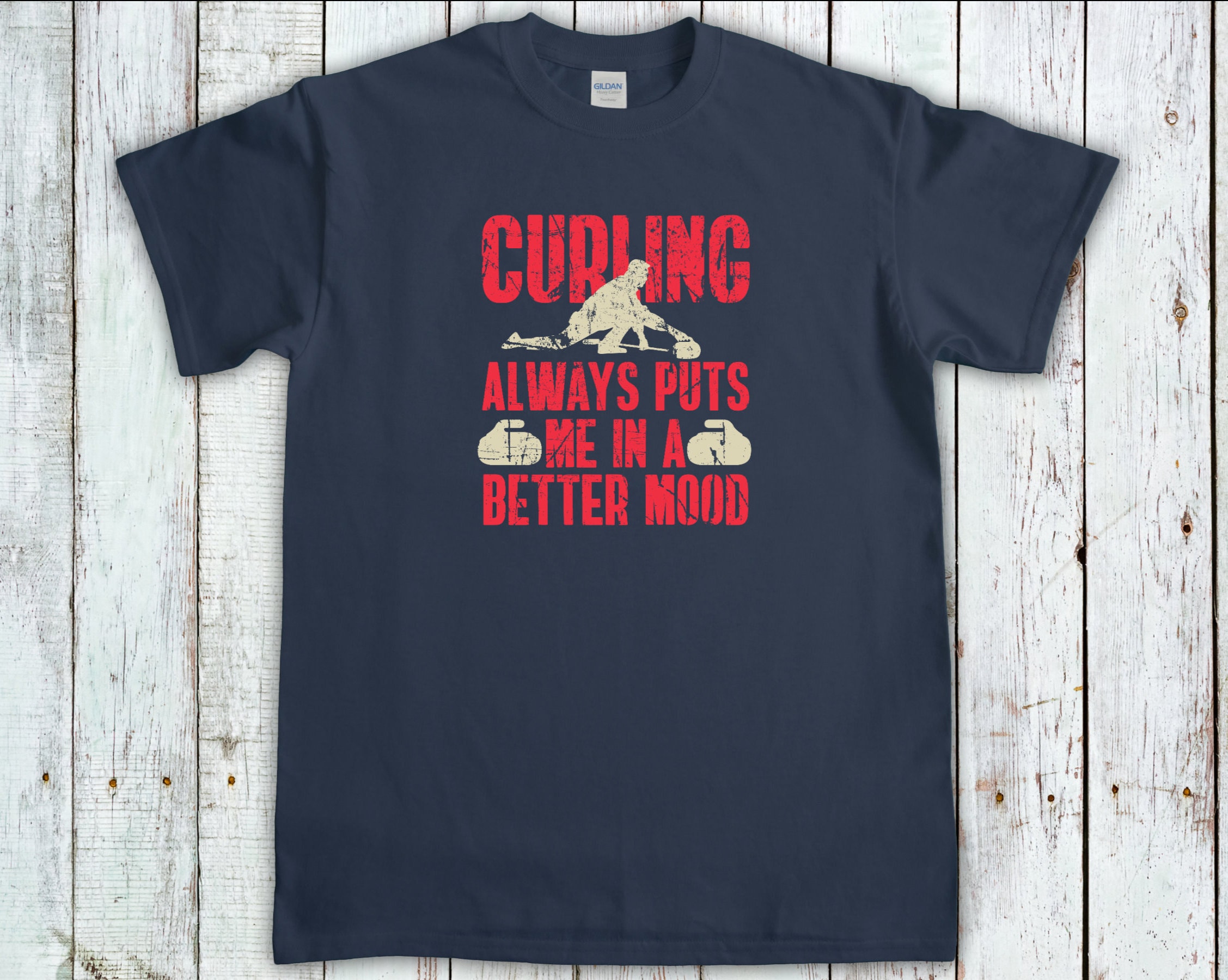 Curling Shirt, Curling Always Puts Me in A Good Mood Tee,curler T-shirt ...