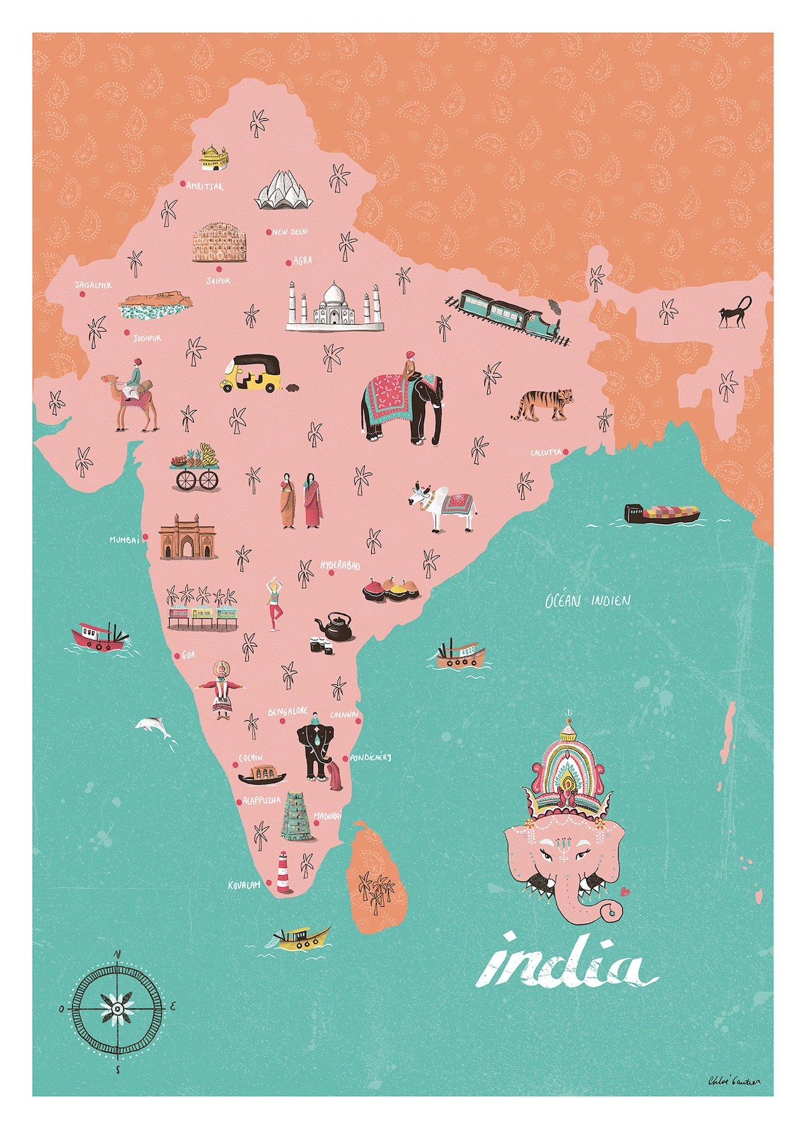 Poster Map of India | Etsy