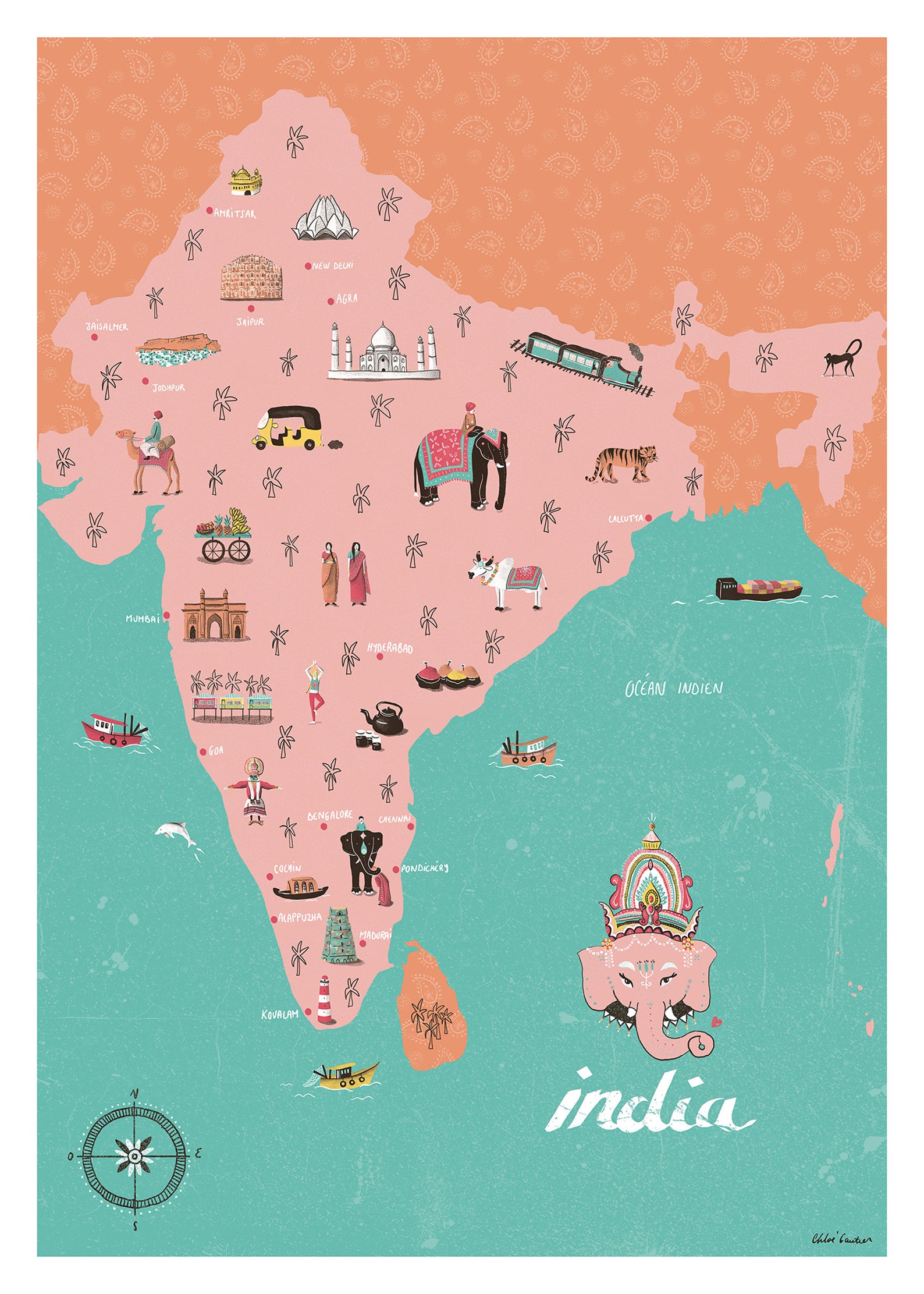 Poster Map of India | Etsy
