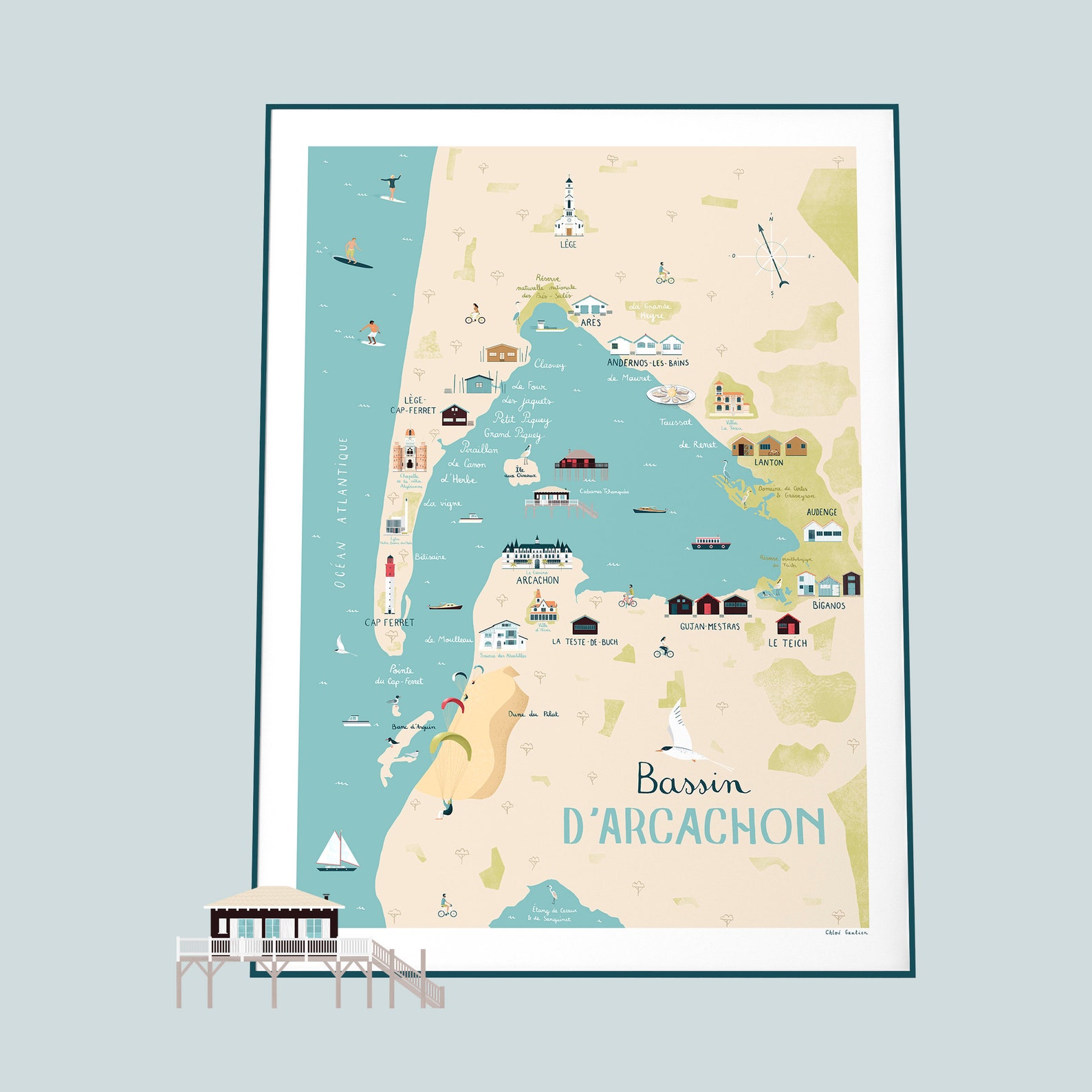 Arcachon Bay Map Poster - Etsy Israel