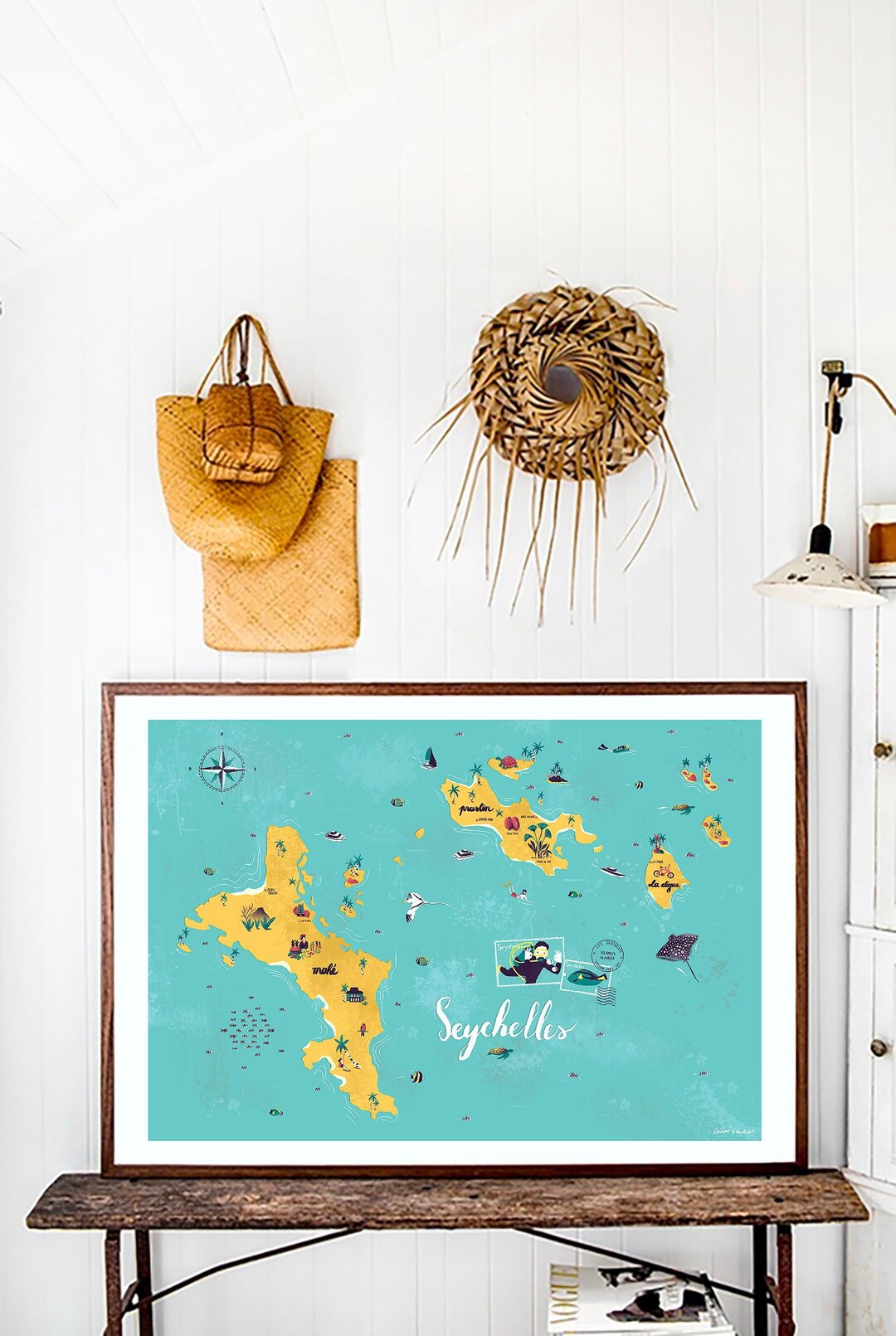 Poster Map of Seychelles - Etsy UK