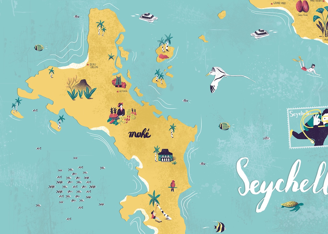 Seychelles Map Poster - Etsy