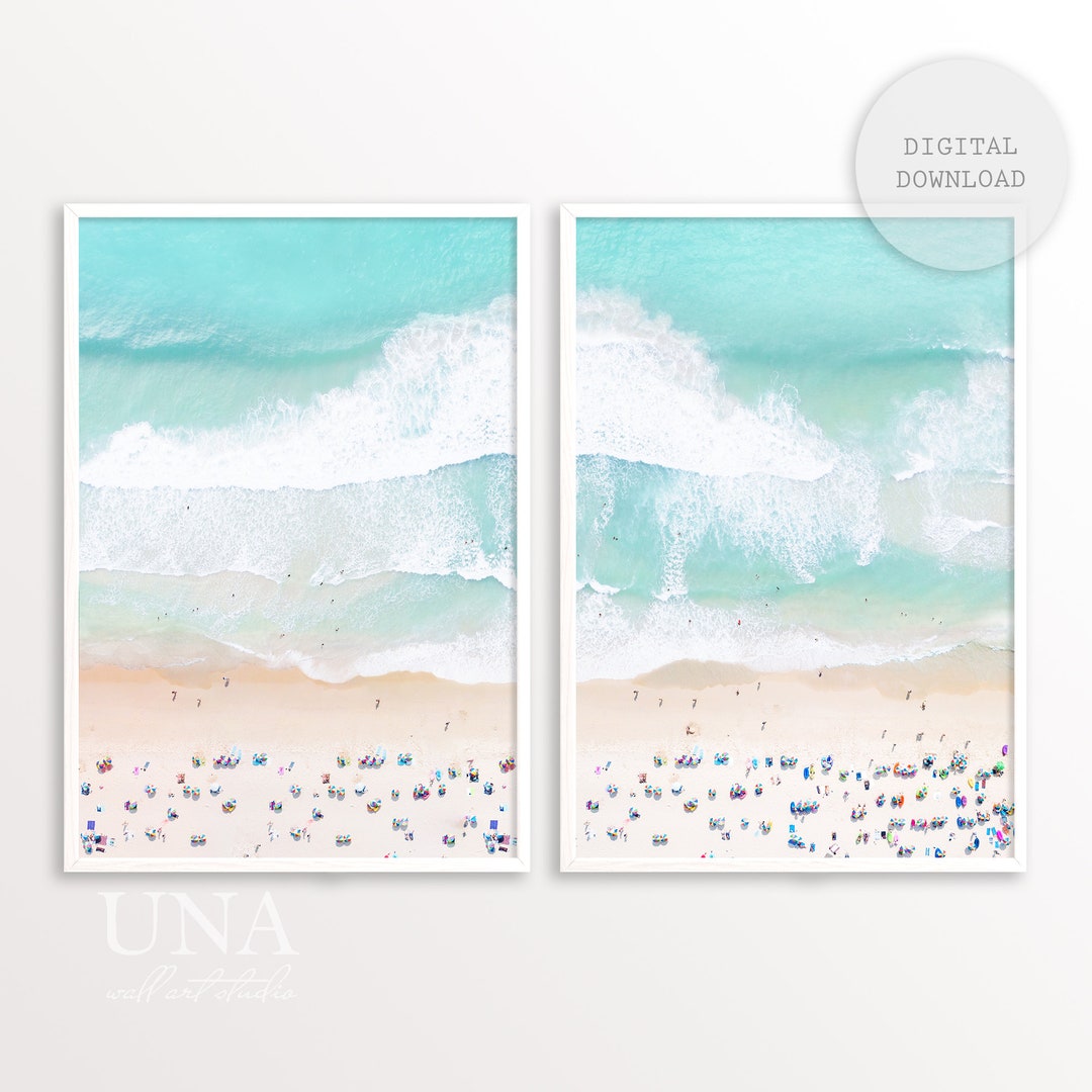 Aerial Beach Print Set of 2 Prints Beach Wall Art Coastal Prints Ocean ...