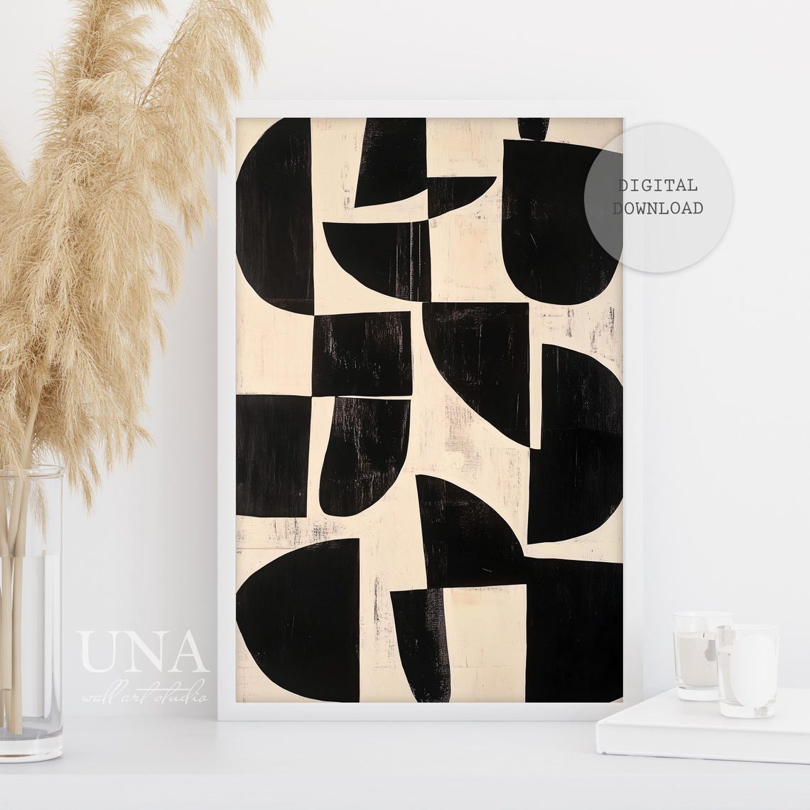 Midcentury Modern Wall Art Prints Set of 2 Geometric Shapes Wall Art ...