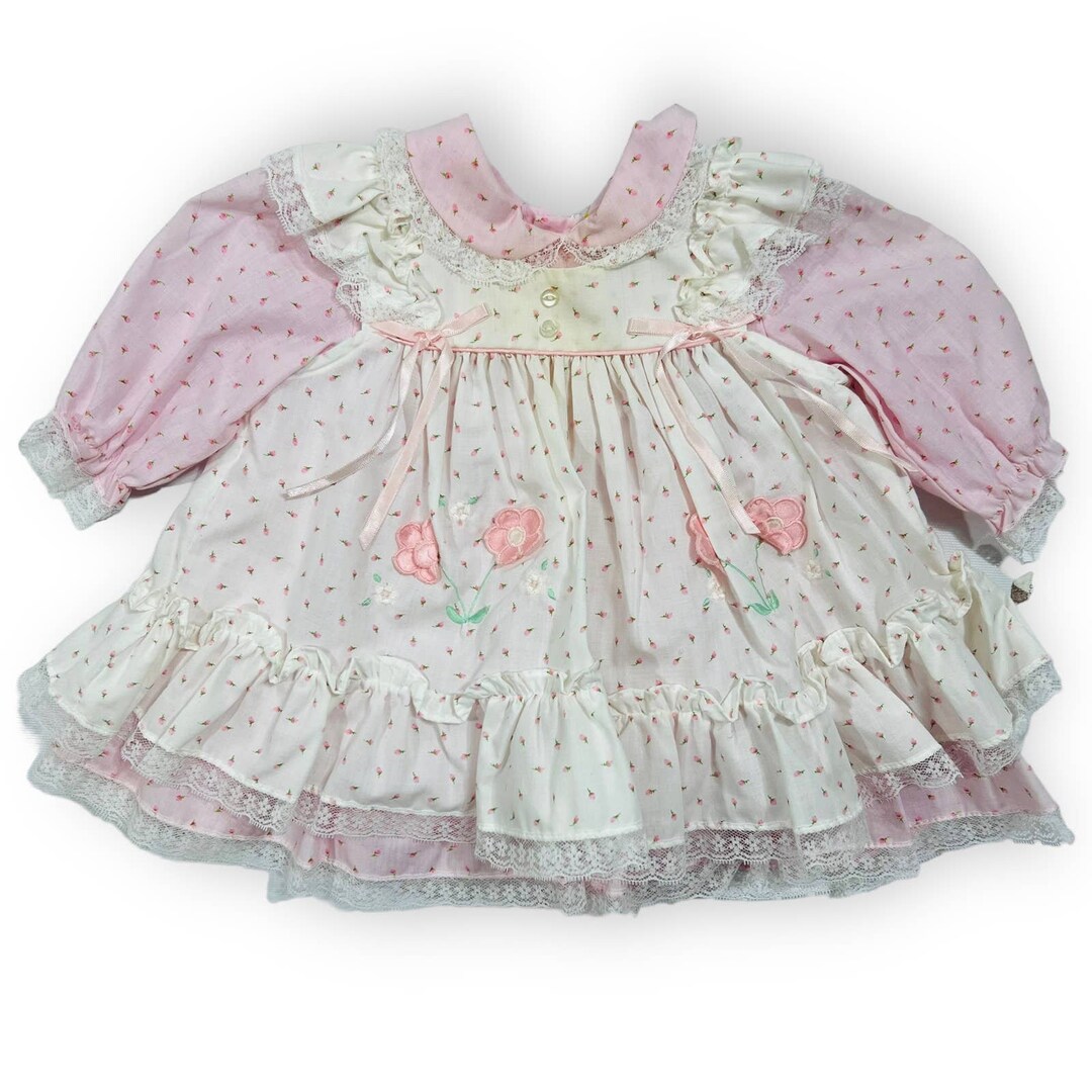 Vtg 80s Baby Togs Pink Pinafore Frilly Ruffle Lace Baby Dress - Etsy