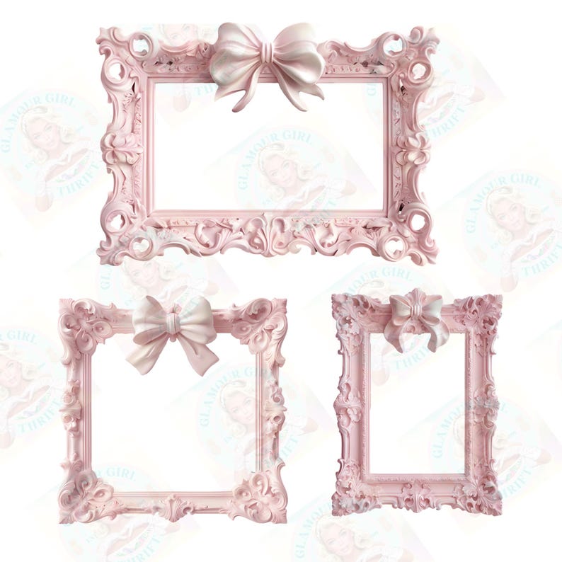 Coquette Pink Frame Mockup Bundle: Romantic Revival Clip Art (PNG ...