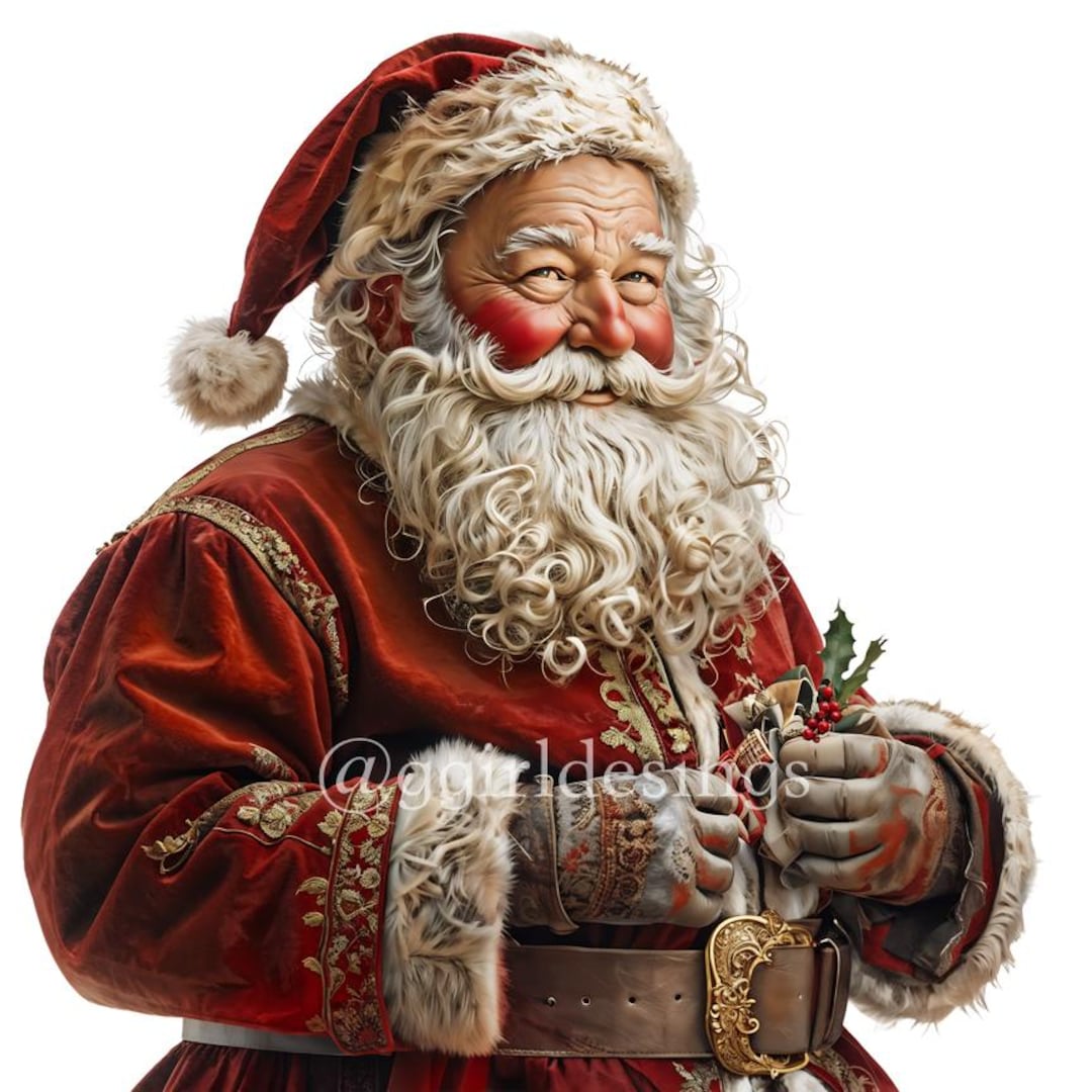 Santa Claus Art Classic Vintage Christmas Realistic Santa Holiday Clip ...