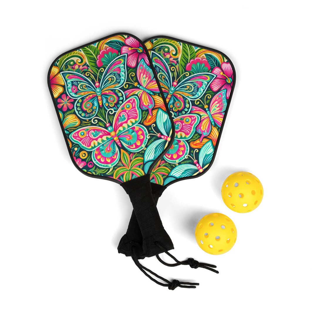 Butterfly Pickleball Paddle Set: Boho Tropical Sports Gear - Etsy