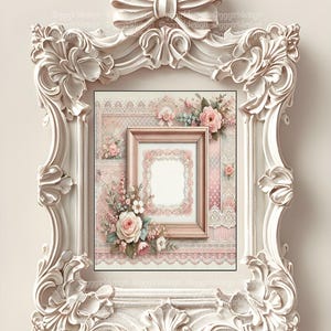 Coquette Picture Frame Mockup: Romantic Revival PNG Clip Art (digital ...