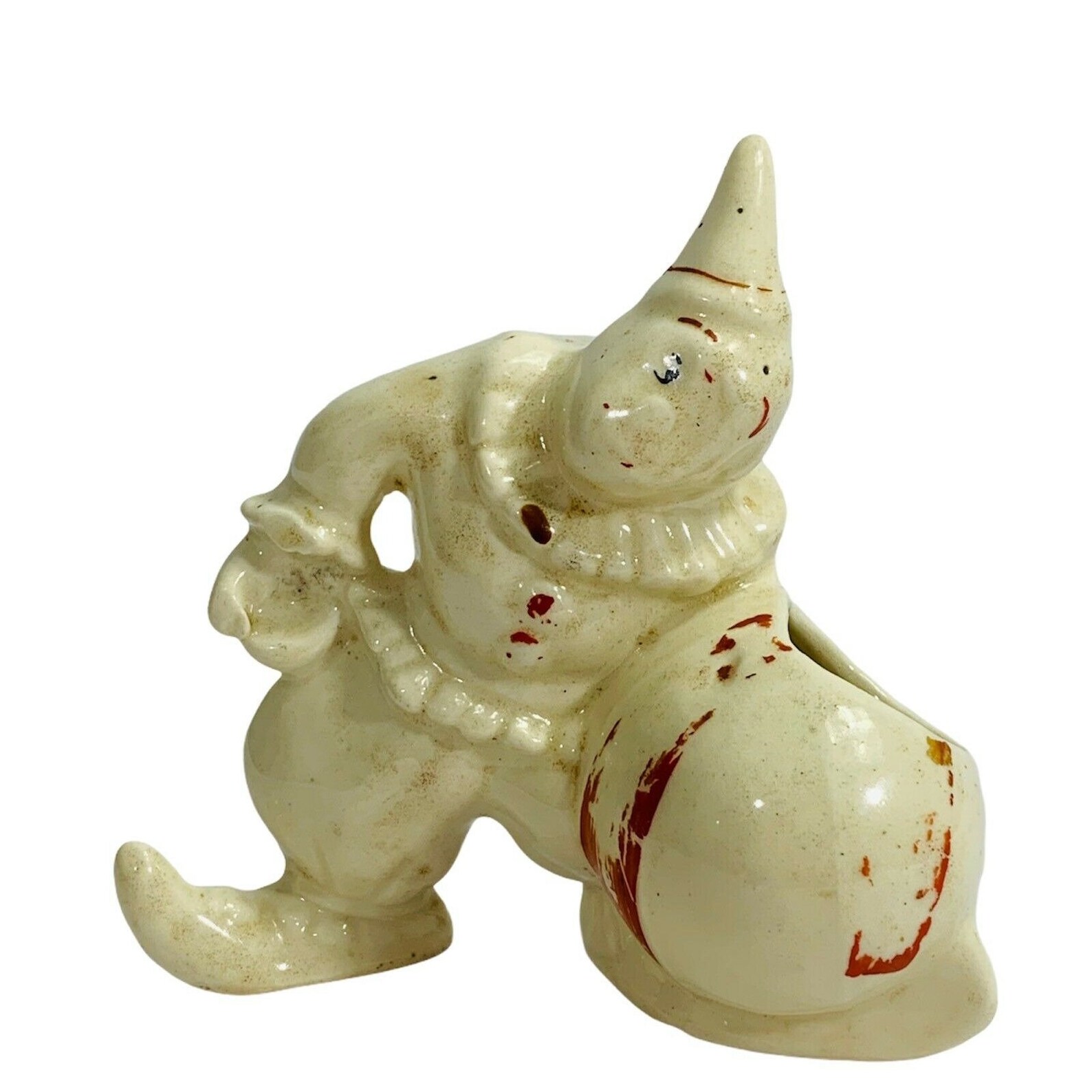 Vtg Ceramic Circus Clown Ceramic Vase Planter 1950s Shabby Chic White ...
