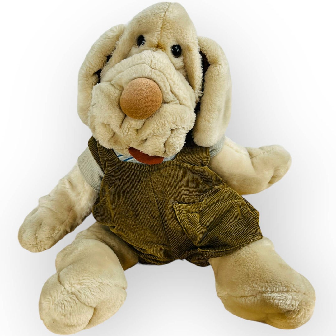 Vintage Ganz Plush Wrinkles Dog Hand Puppet Corduroy Overalls - Etsy