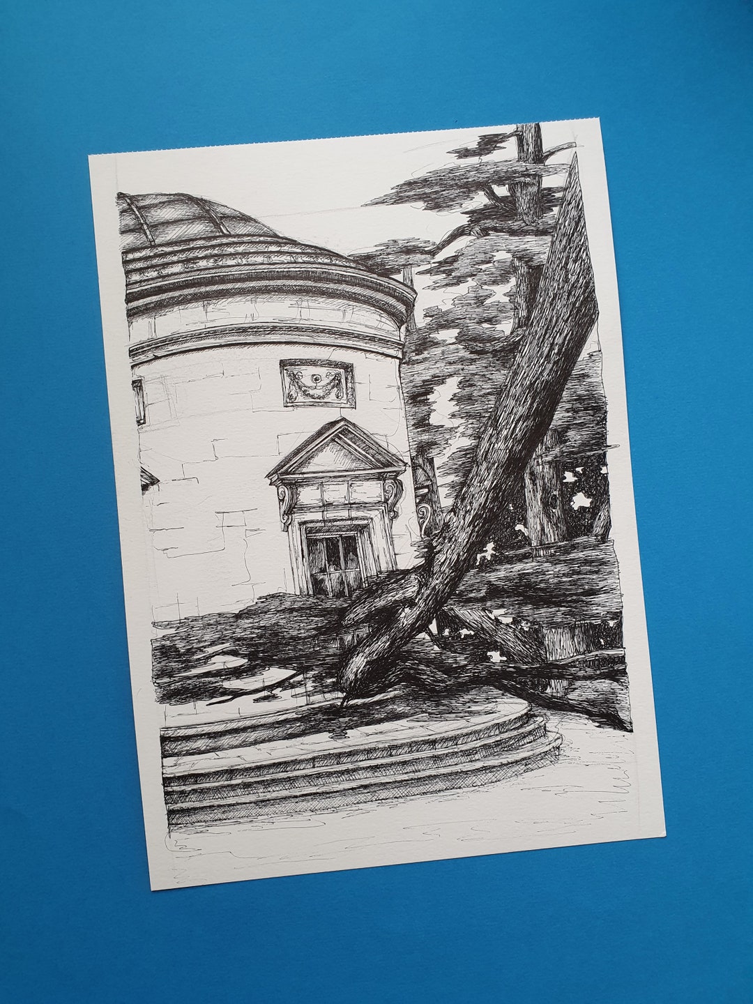 A4 Original Art of Croome Rotunda, Original Ink Pen Drawing - Etsy