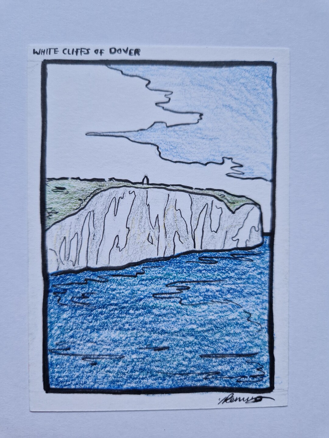 A7 Mini Original Landmark Drawing - White Cliffs of Dover - Etsy