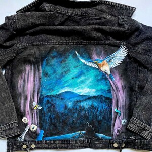 Custom Painted Jean Jacket Hand Painted Jacket Street Style Jacket ...